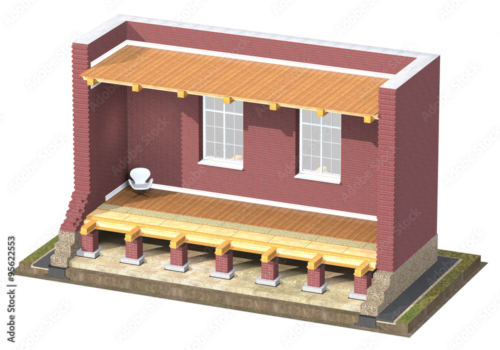 Cross section of brick house Stock Illustration | Adobe Stock