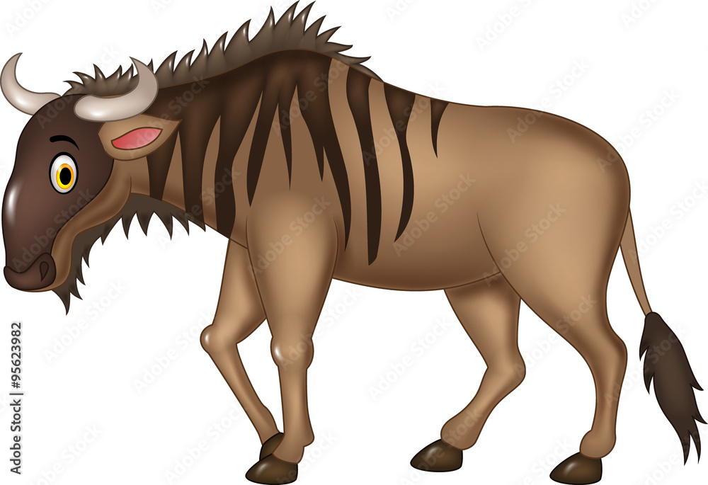 Cartoon adorable wildebeest isolated on white background Stock Vector ...