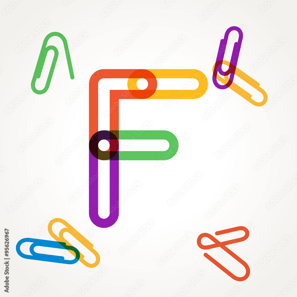 F letter from paper clip alphabet. Stock Vector | Adobe Stock