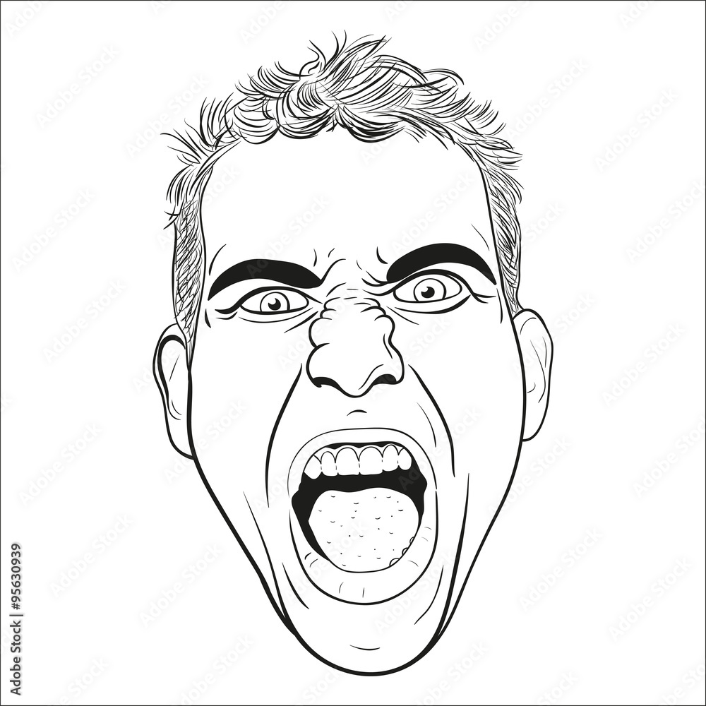 vector head of a screaming young men. Stock Vector | Adobe Stock