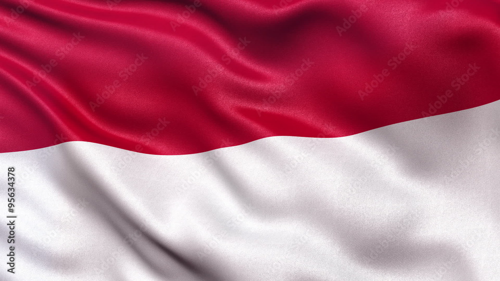 Realistic flag of Indonesia waving in the wind. Seamless loop with ...