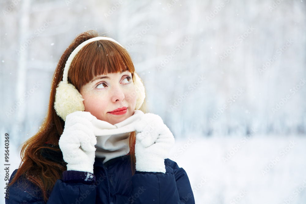 redhead winter woman Stock Photo | Adobe Stock