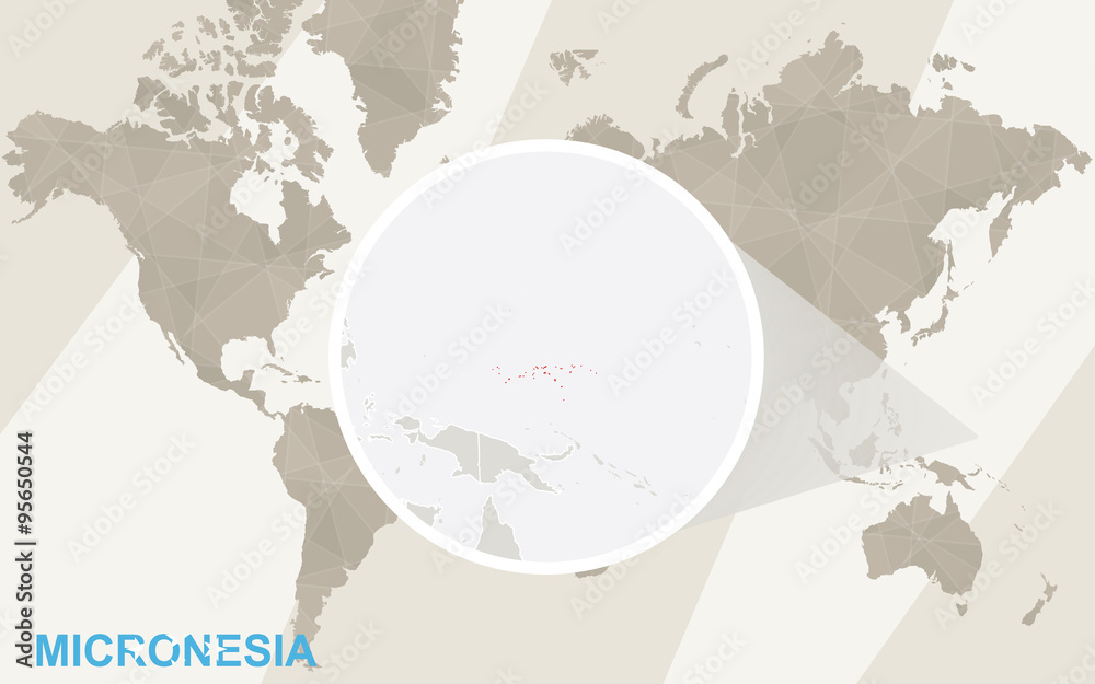 Zoom on Micronesia Map and Flag. World Map. Stock Vector | Adobe Stock