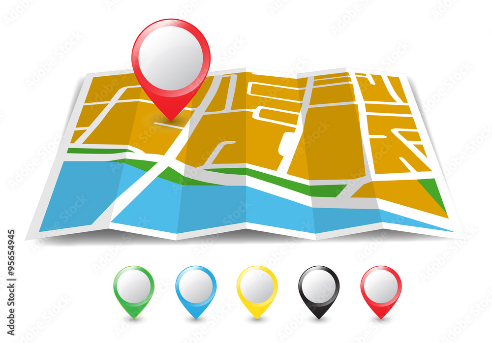 Cartina stradale con segnaposto Stock Vector | Adobe Stock