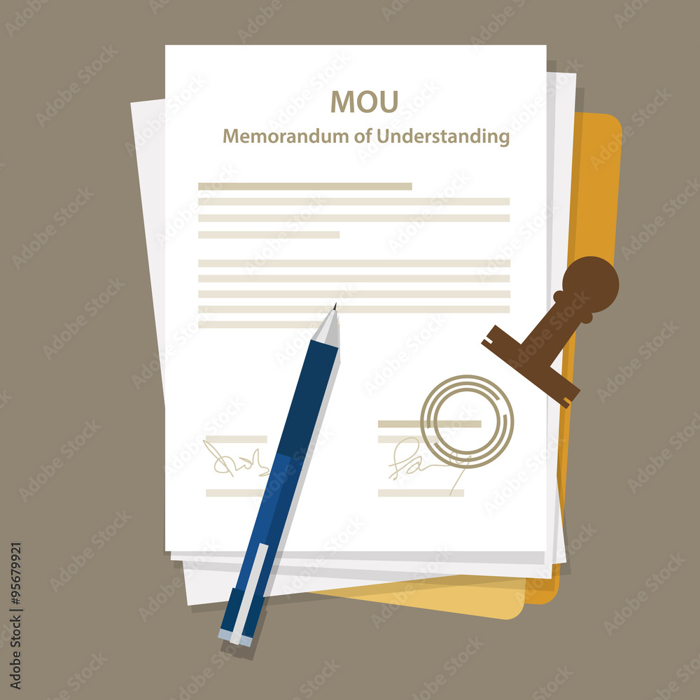 Vetor de mou memorandum of understanding legal document agreement stamp ...