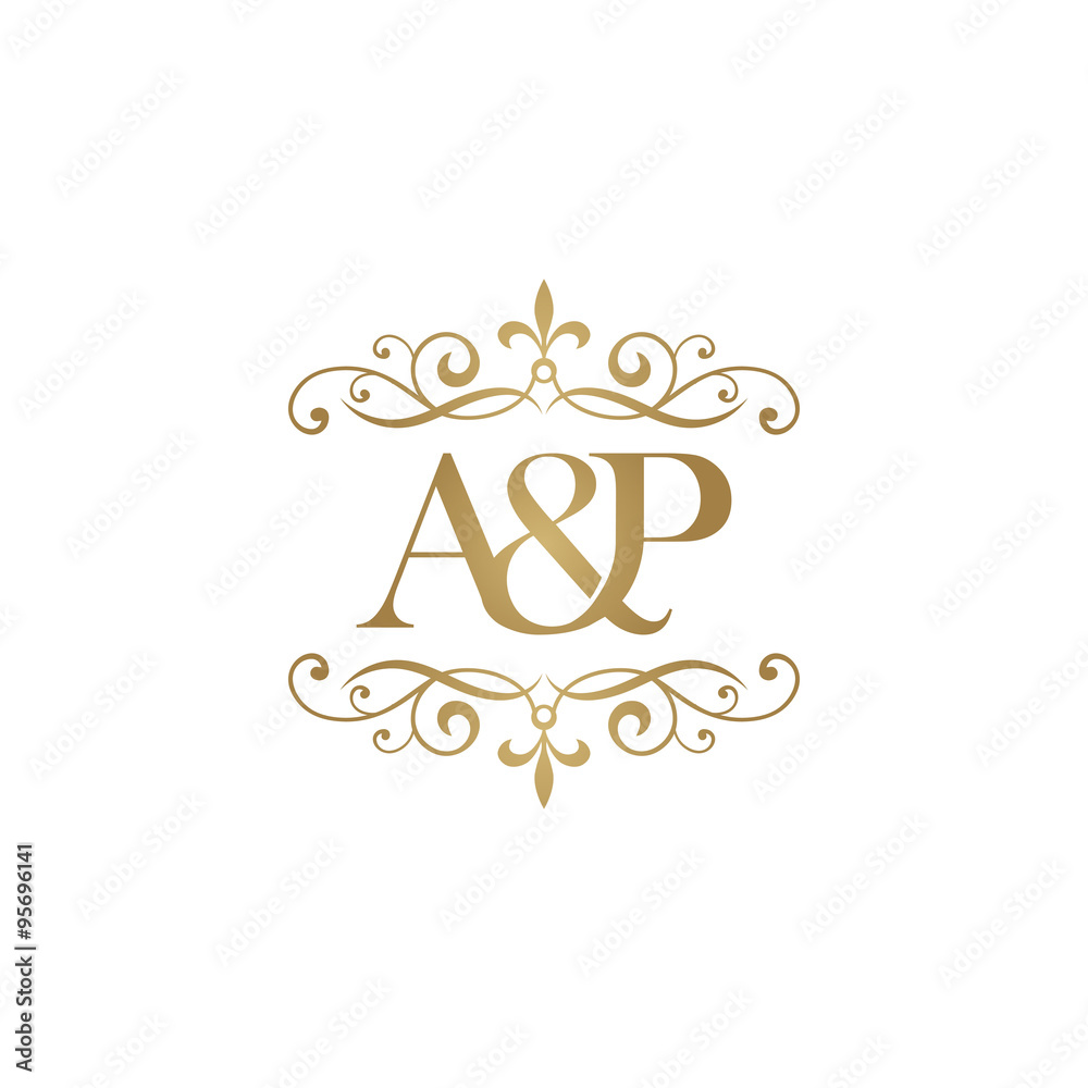 A&P Initial logo. Ornament ampersand monogram golden logo Stock Vector ...