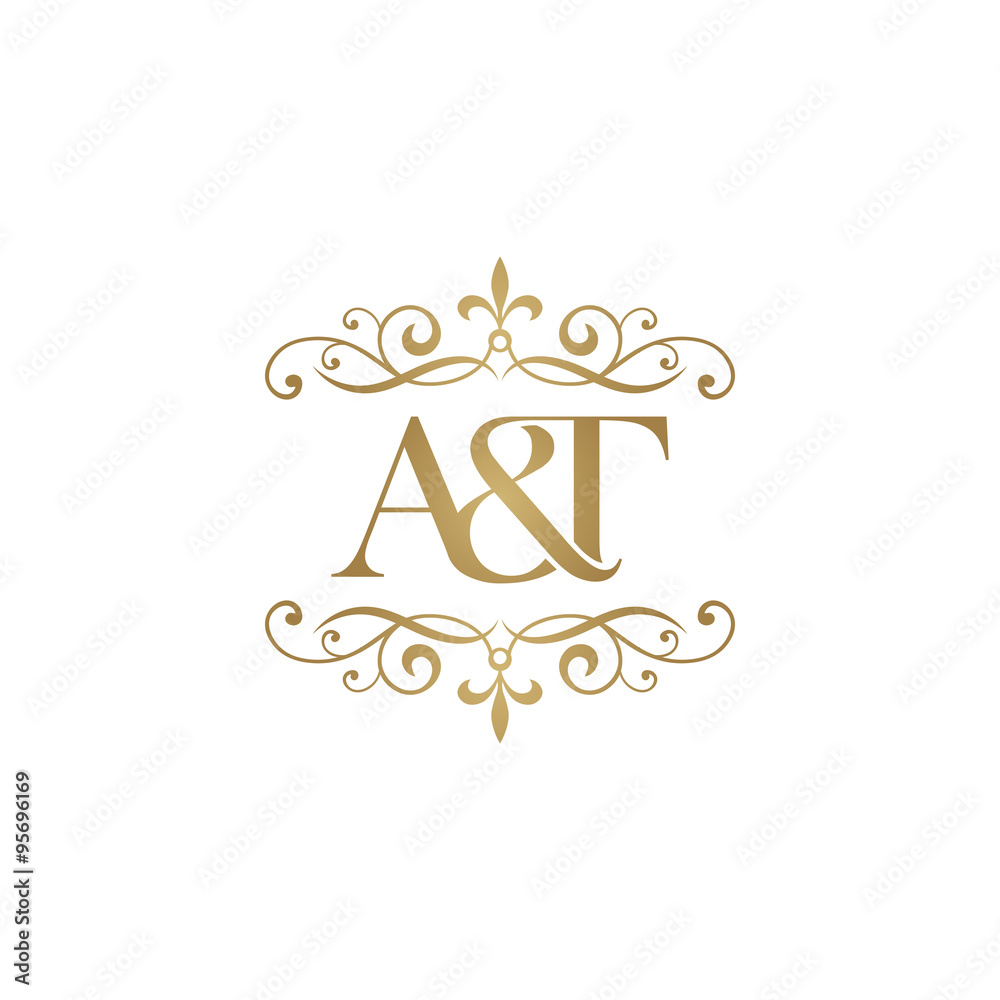 A&T Initial logo. Ornament ampersand monogram golden logo Stock Vector ...