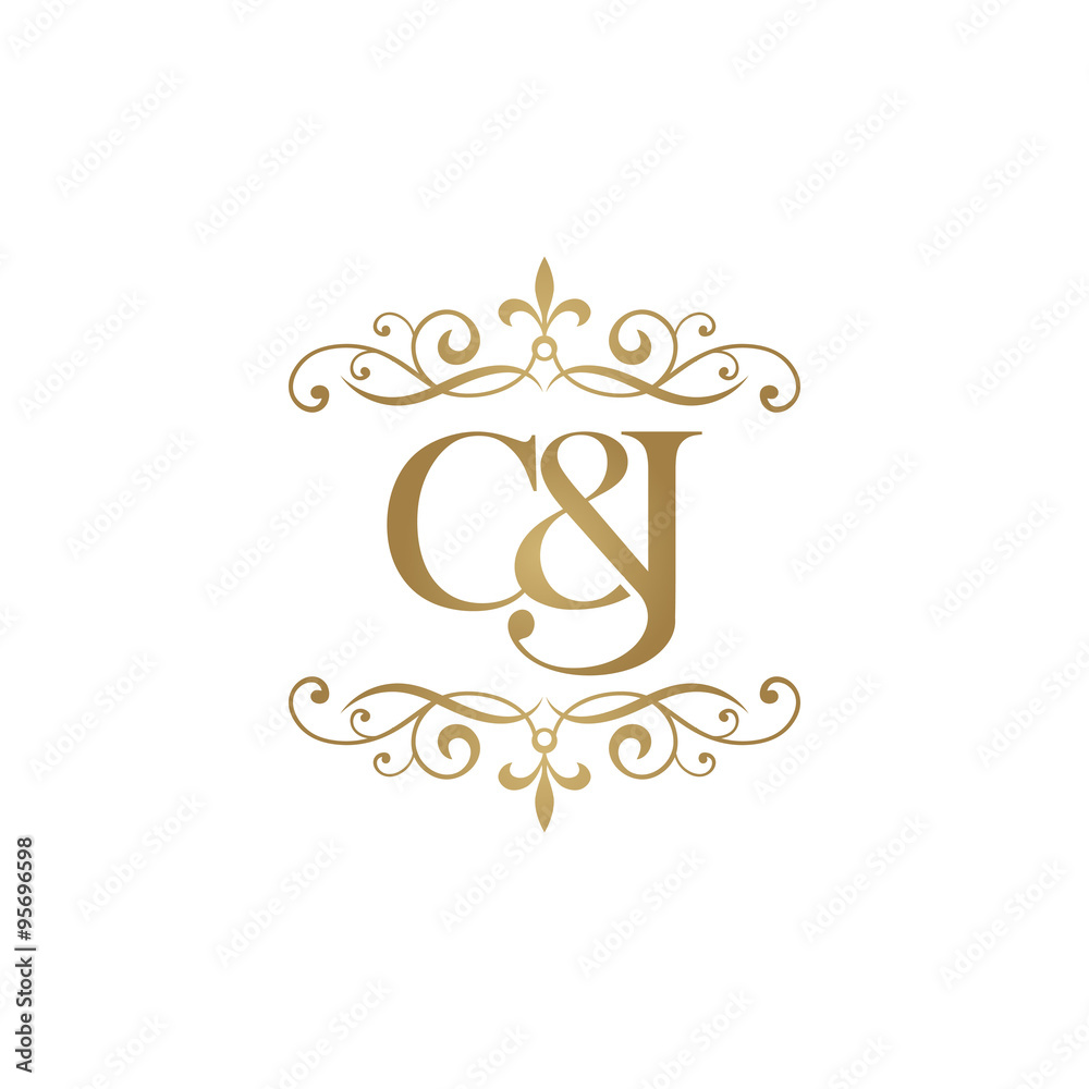 C&J Initial logo. Ornament ampersand monogram golden logo Stock Vector ...