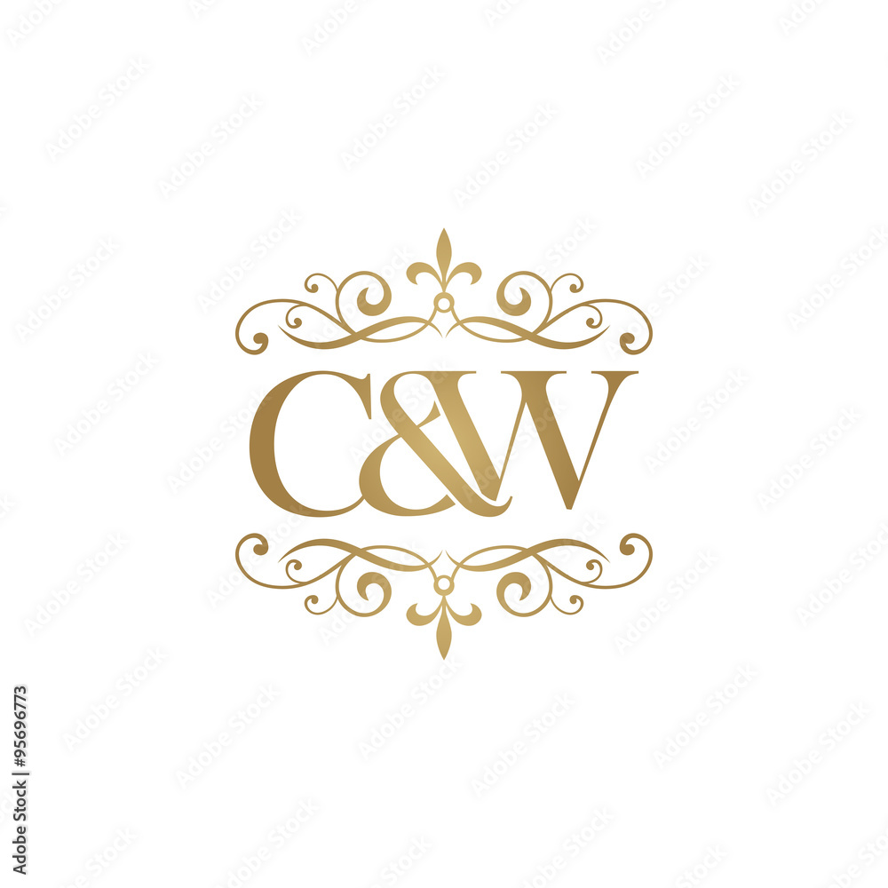 C&W Initial logo. Ornament ampersand monogram golden logo Stock Vector ...