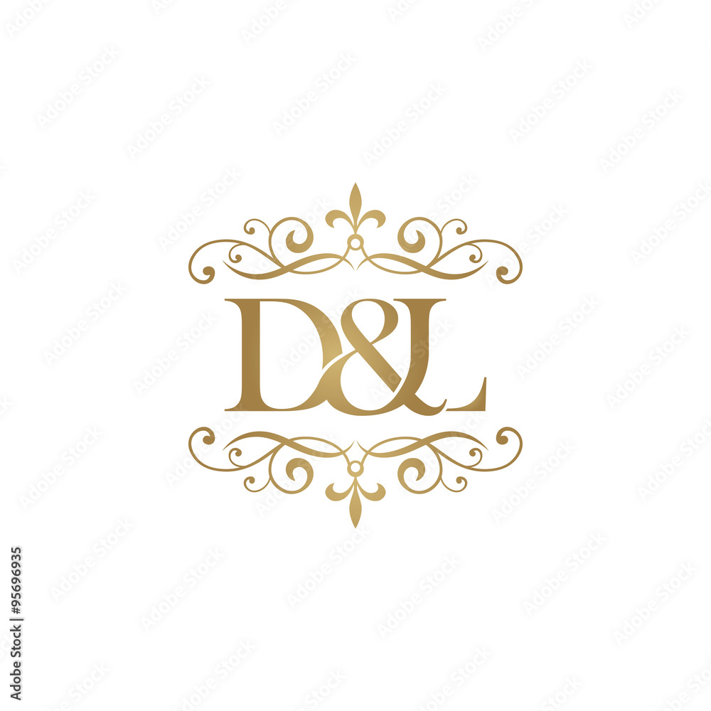 D&L Initial logo. Ornament ampersand monogram golden logo Stock Vector ...