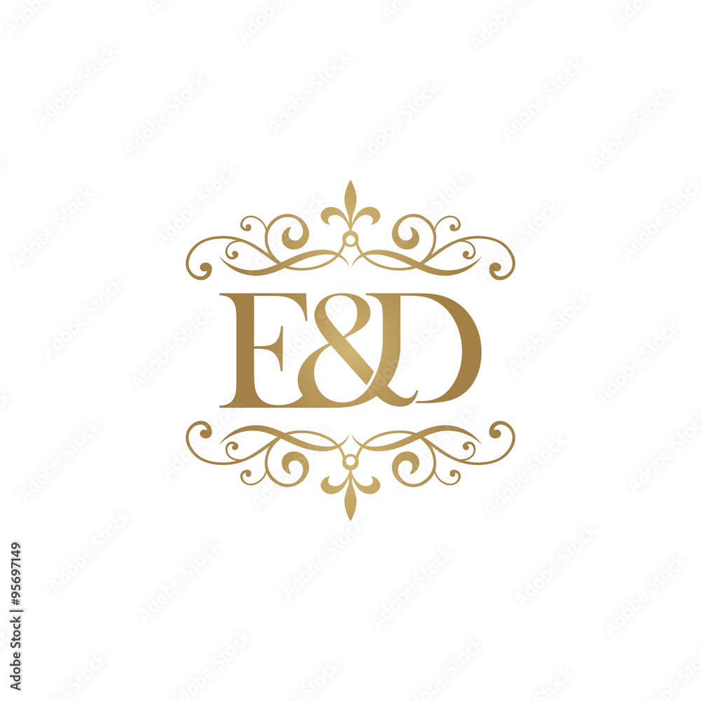E&D Initial logo. Ornament ampersand monogram golden logo Stock Vector ...