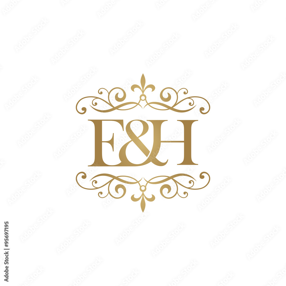 E&H Initial logo. Ornament ampersand monogram golden logo Stock Vector ...