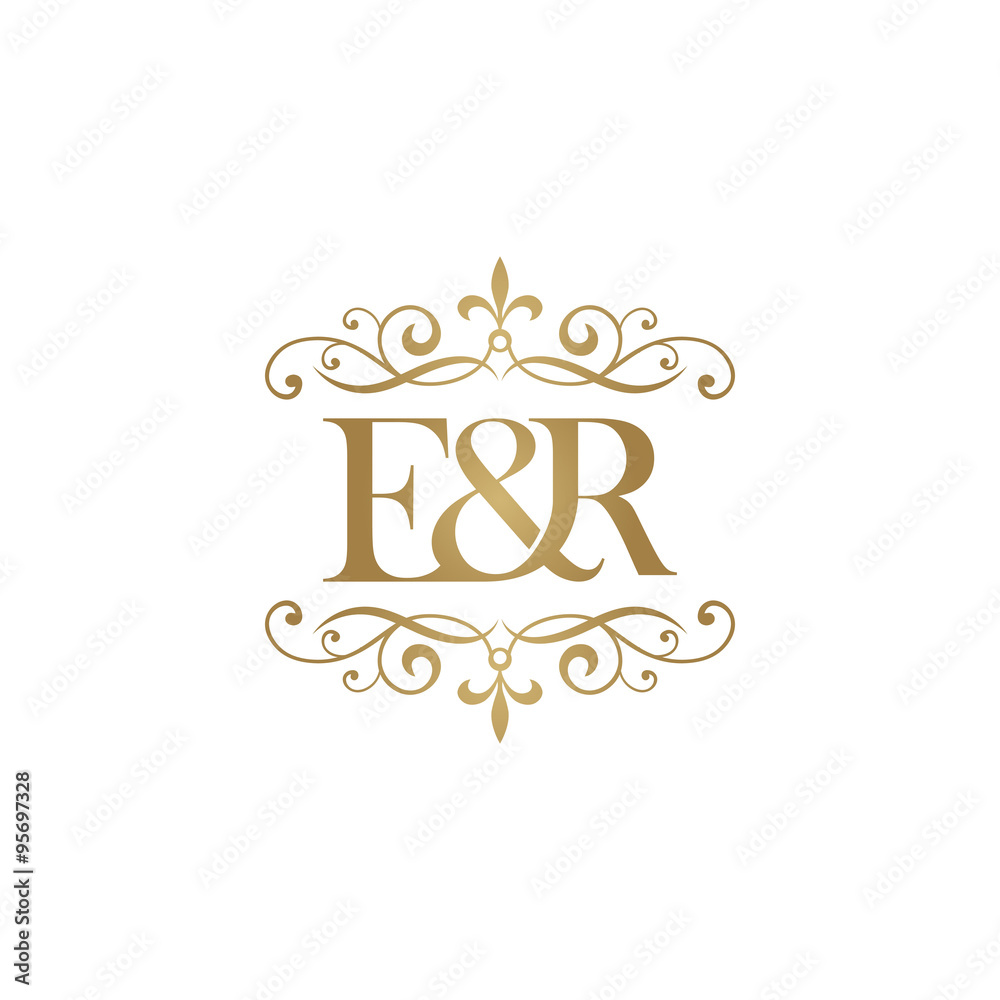E&R Initial logo. Ornament ampersand monogram golden logo Stock Vector ...
