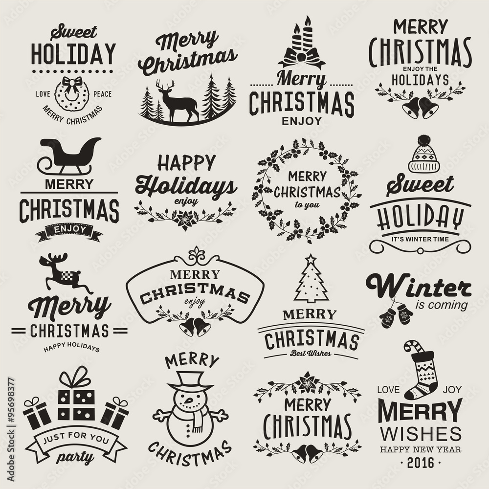 Christmas design elements, logos, badges, labels, icons, decoration and ...