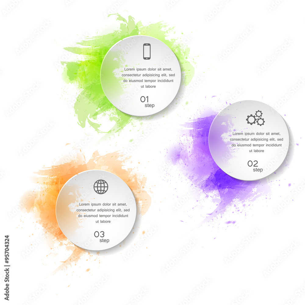 Watercolor infographics template with steps, options. For infographic ...