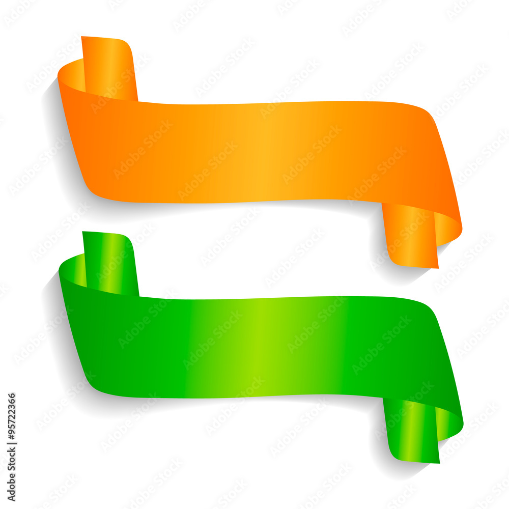 Blank or pure banner realistic 3d Orange and Green detailed curved ...