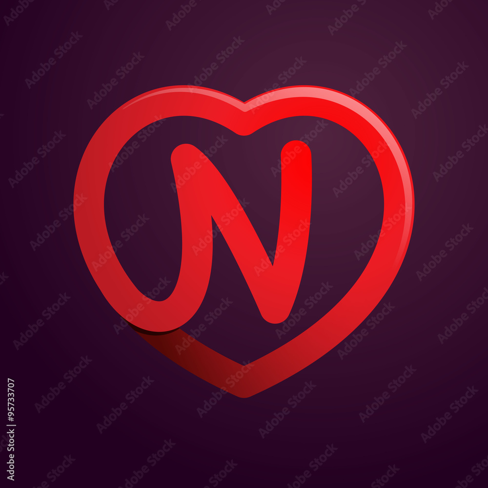 N Letter In Heart