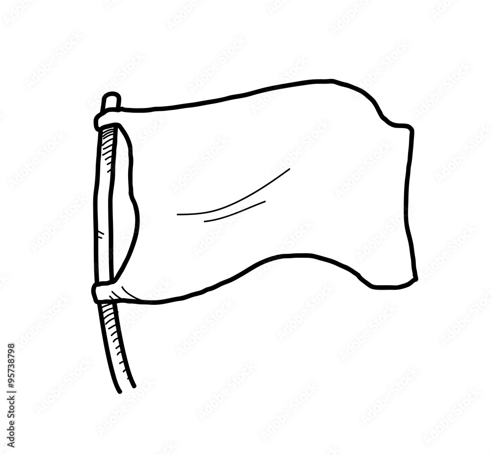 White Flag Doodle, a hand drawn vector doodle illustration of a white ...
