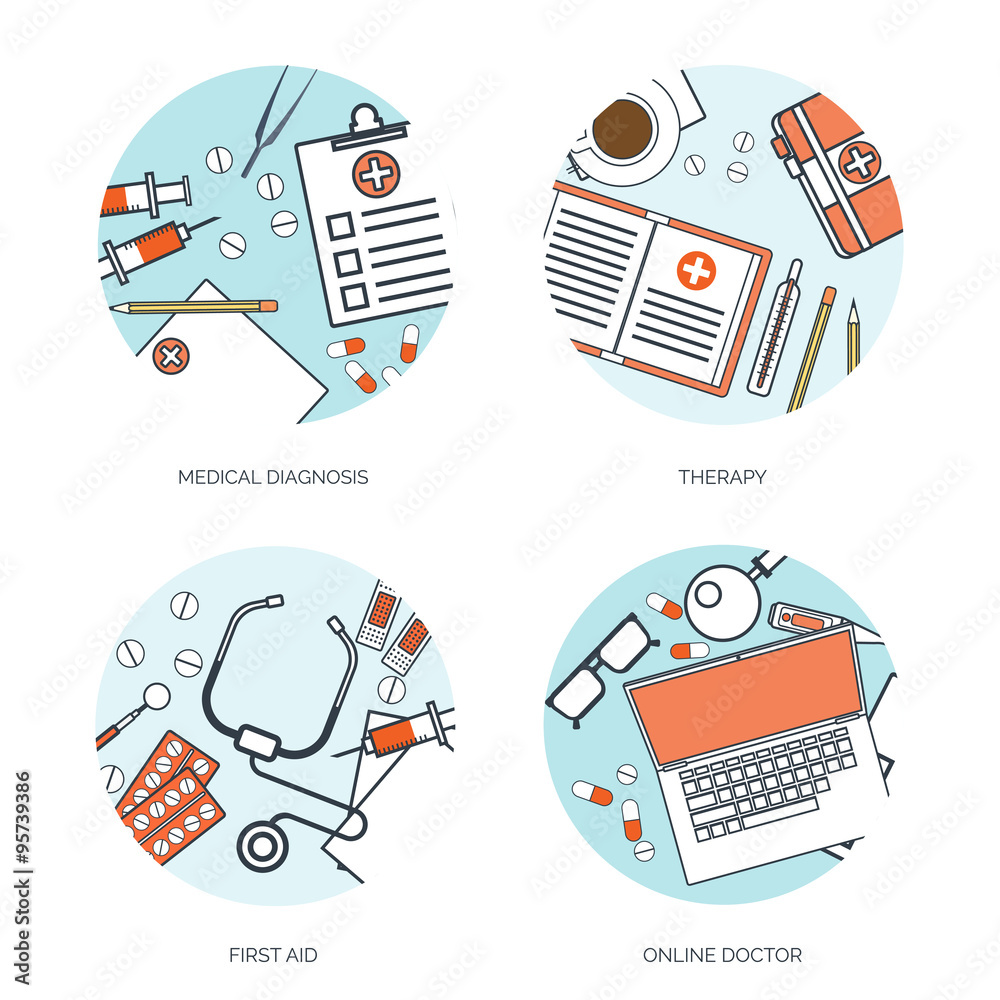 Vector illustration. Flat medical background. Health care ,first aid ...