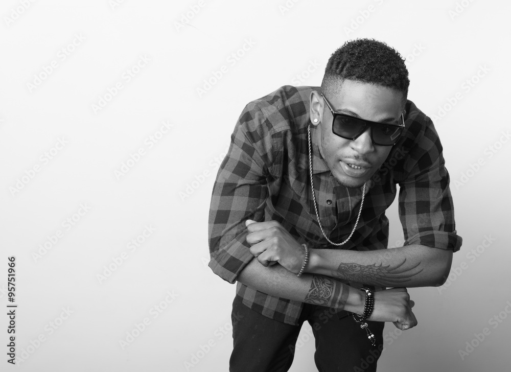 Portrait of hip hop African American dancer isolated background Stock ...