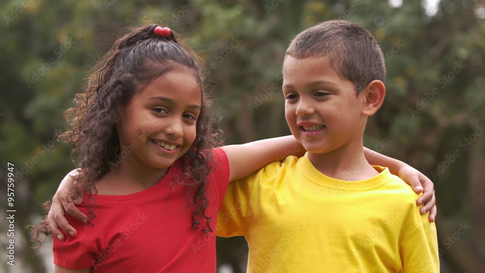 Cute children smiling at the camera Stock Video | Adobe Stock