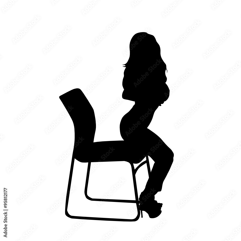 woman on chair vector silhouette Stock Vector | Adobe Stock