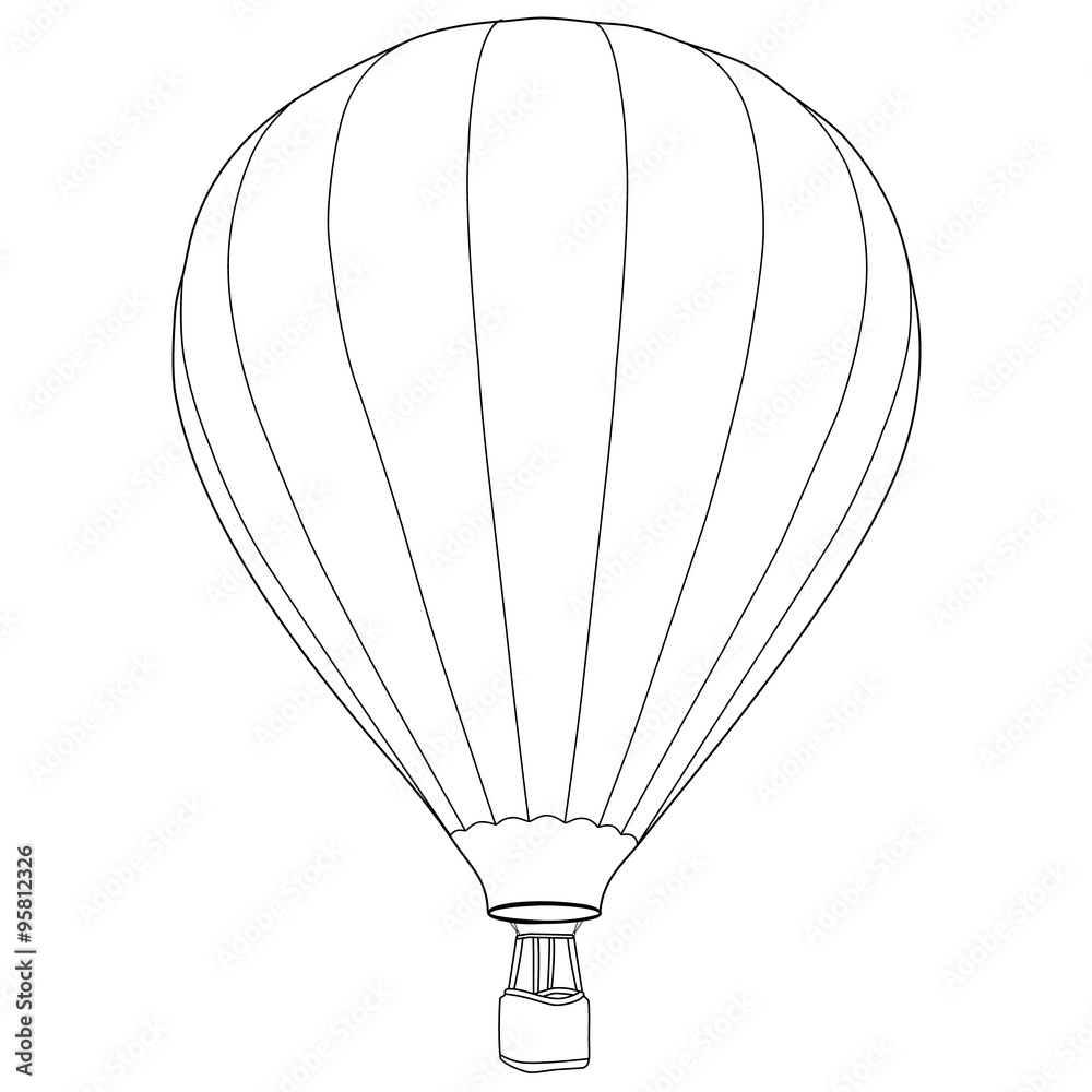Air balloon outline drawing Stock Vector | Adobe Stock