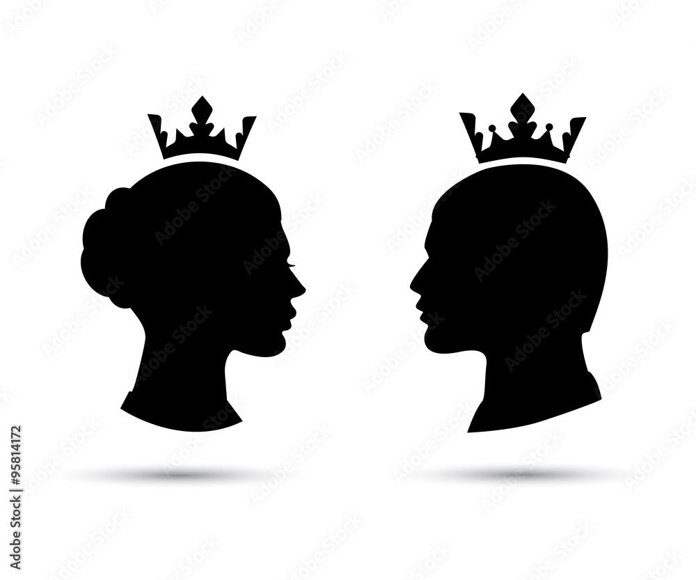 king and queen heads, king and queen face vector silhouette Stock ...
