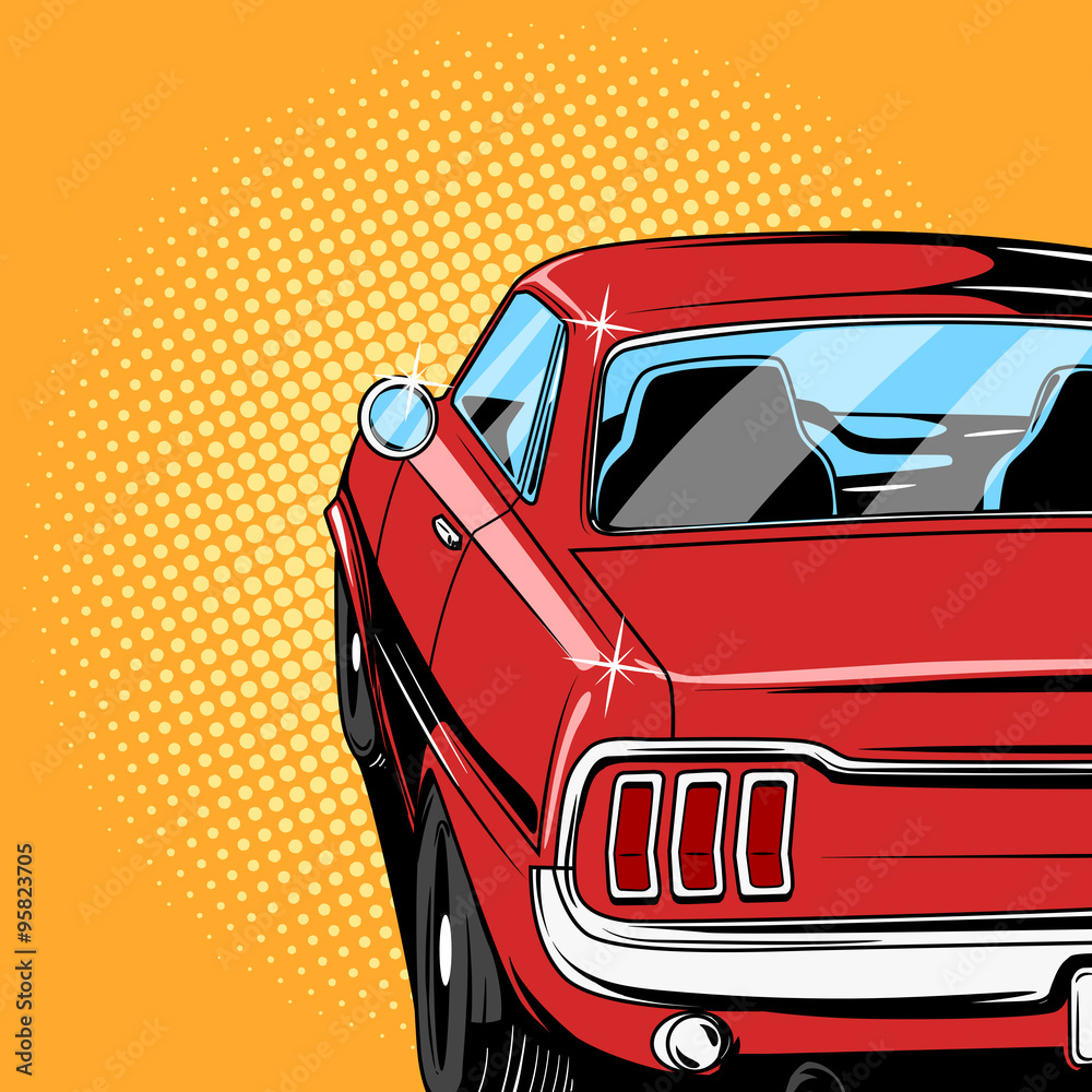 Red car comic book style vector Stock Vector | Adobe Stock