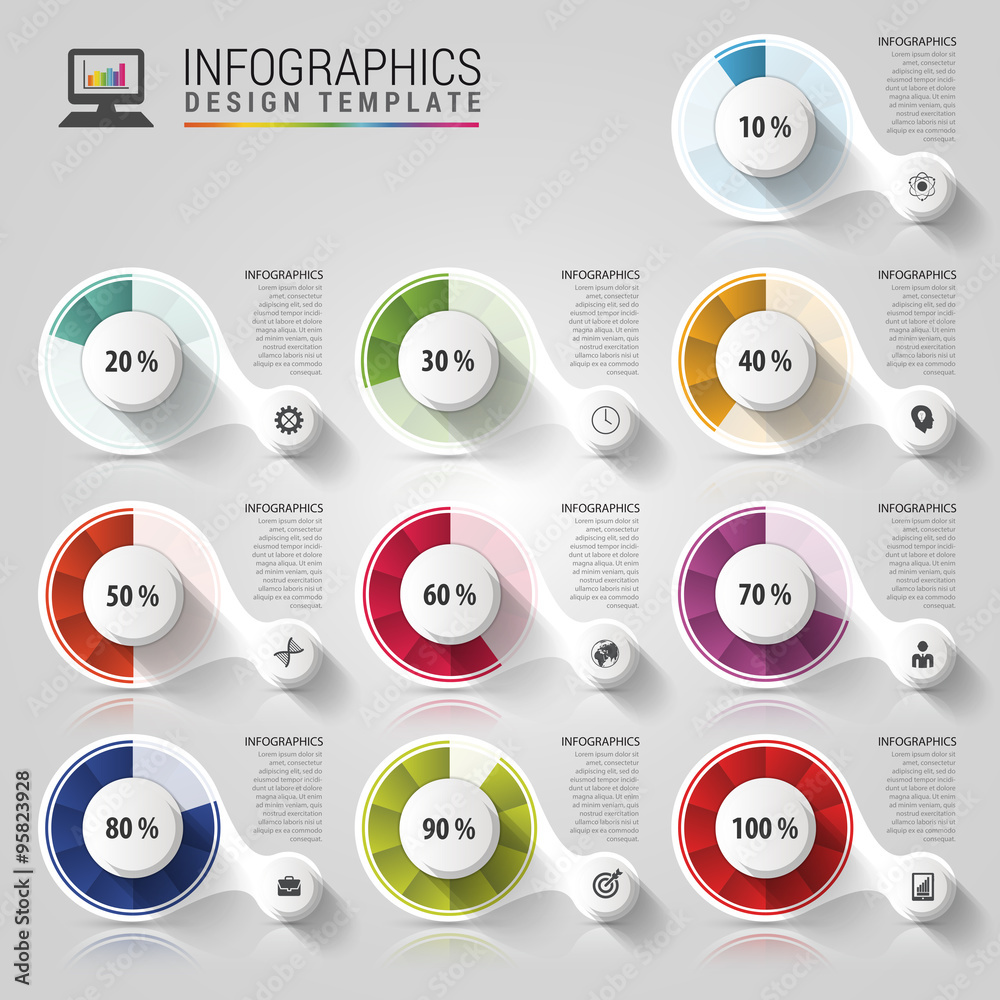 Percentage Diagram Presentation Design Elements. Infographics. Vector ...