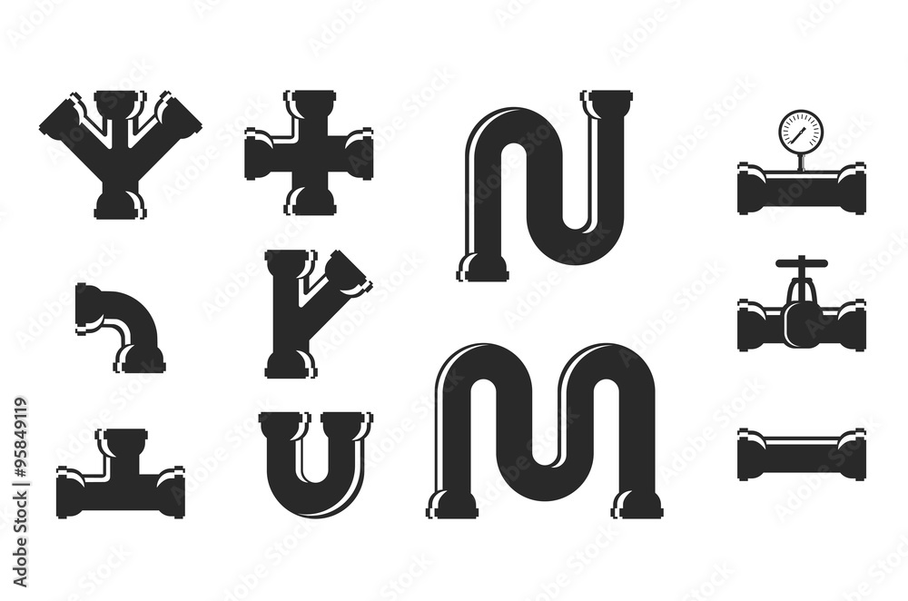 Elements of the pipe industry. of an icon of pipe connections. Stock ...