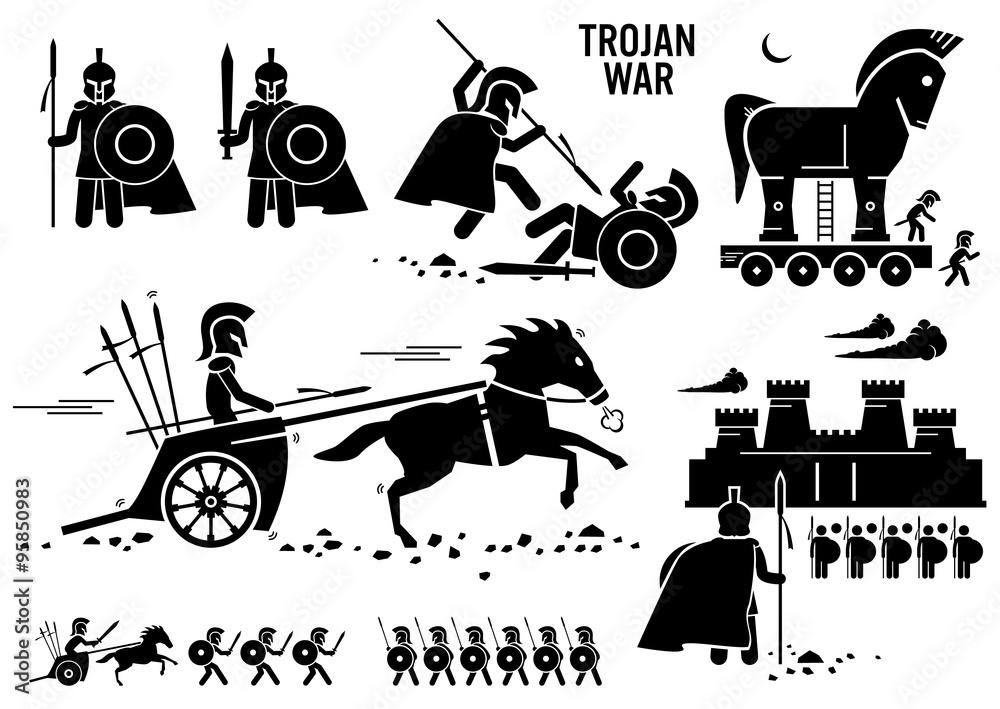 Trojan War Horse Greek Rome Warrior Troy Sparta Spartan Stick Figure ...