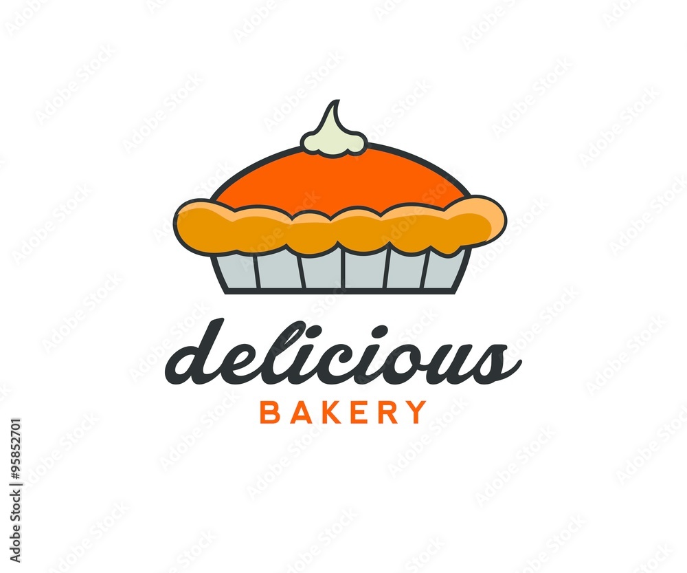pie cake delicious bakery illustration logo template Stock Vector ...