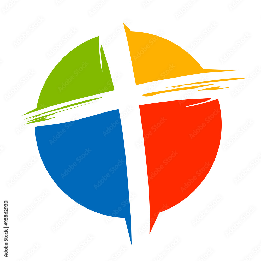 Crucifix Cross Brush Circle Colors Logo Template Stock Vector | Adobe Stock