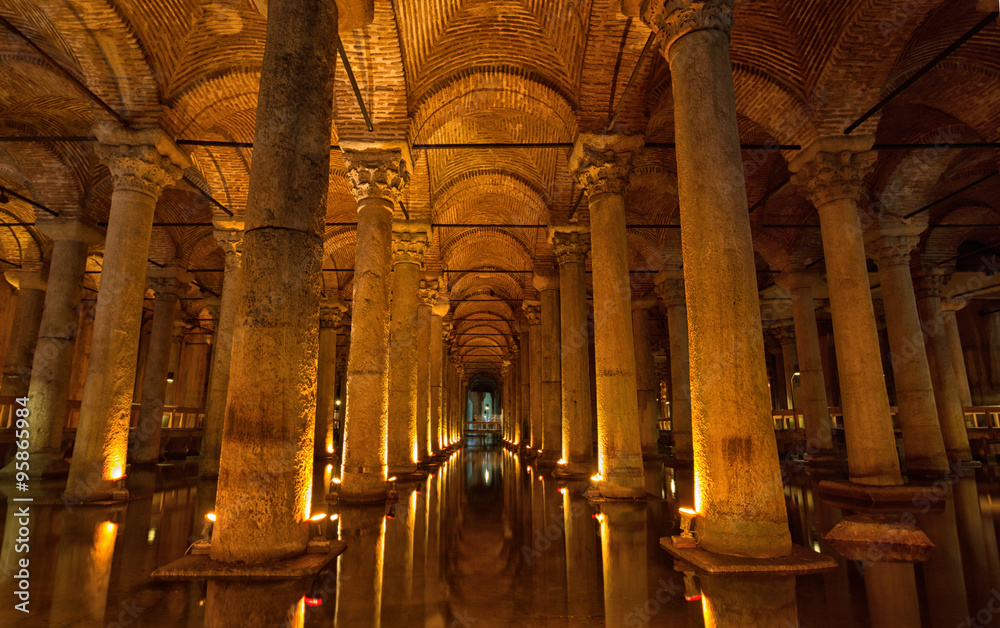 Basilica Cistern in Istanbul. Basilica Cistern- one of the largest and ...