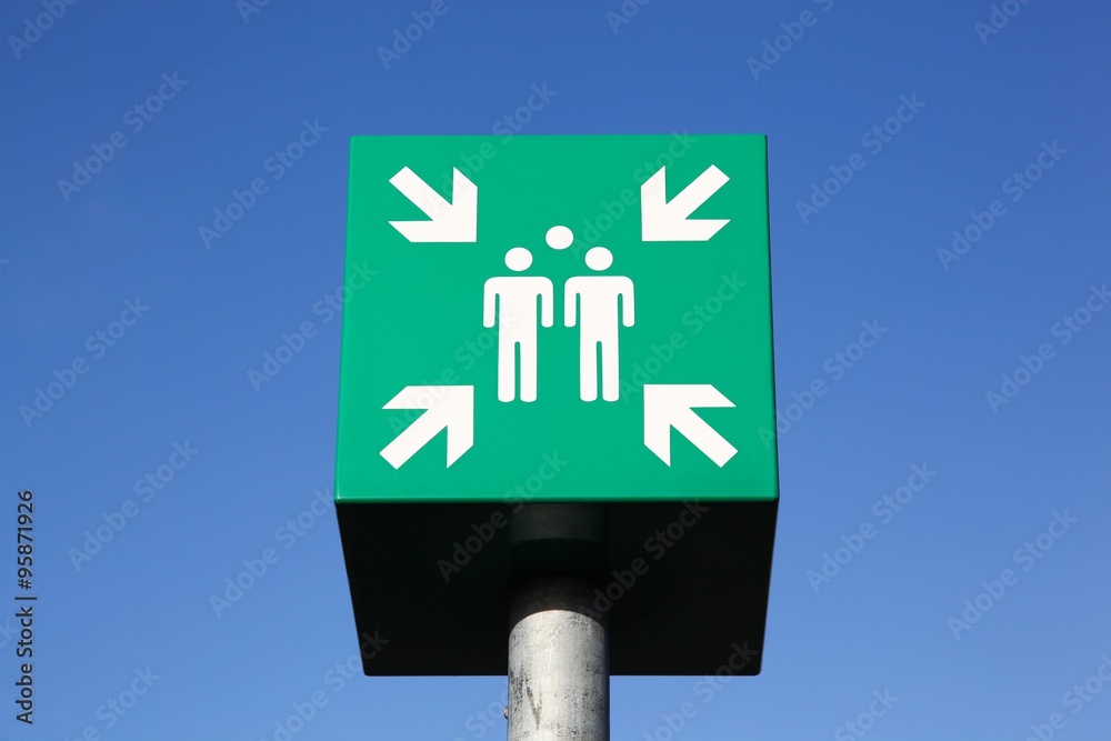 Assembly point sign Stock Photo | Adobe Stock