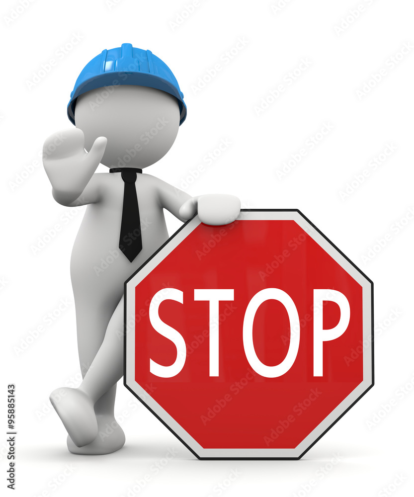 omino 3d con cartello STOP Stock Illustration | Adobe Stock