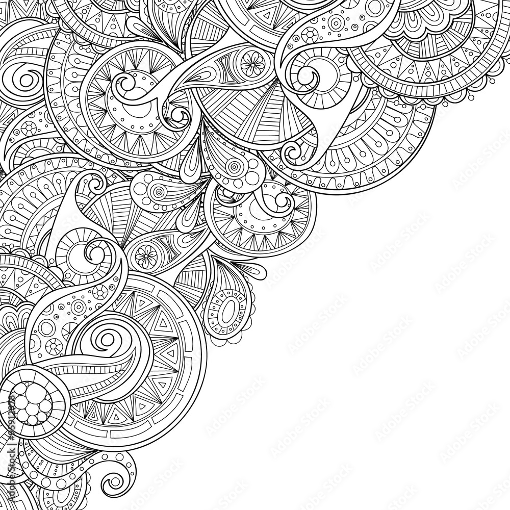 Vetor de Doodle black and white abstract hand-drawn decorative border ...