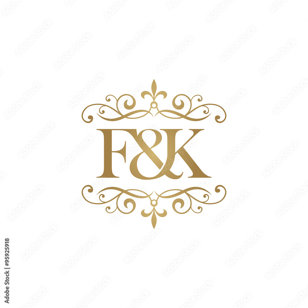 F&K Initial logo. Ornament ampersand monogram golden logo Stock Vector ...