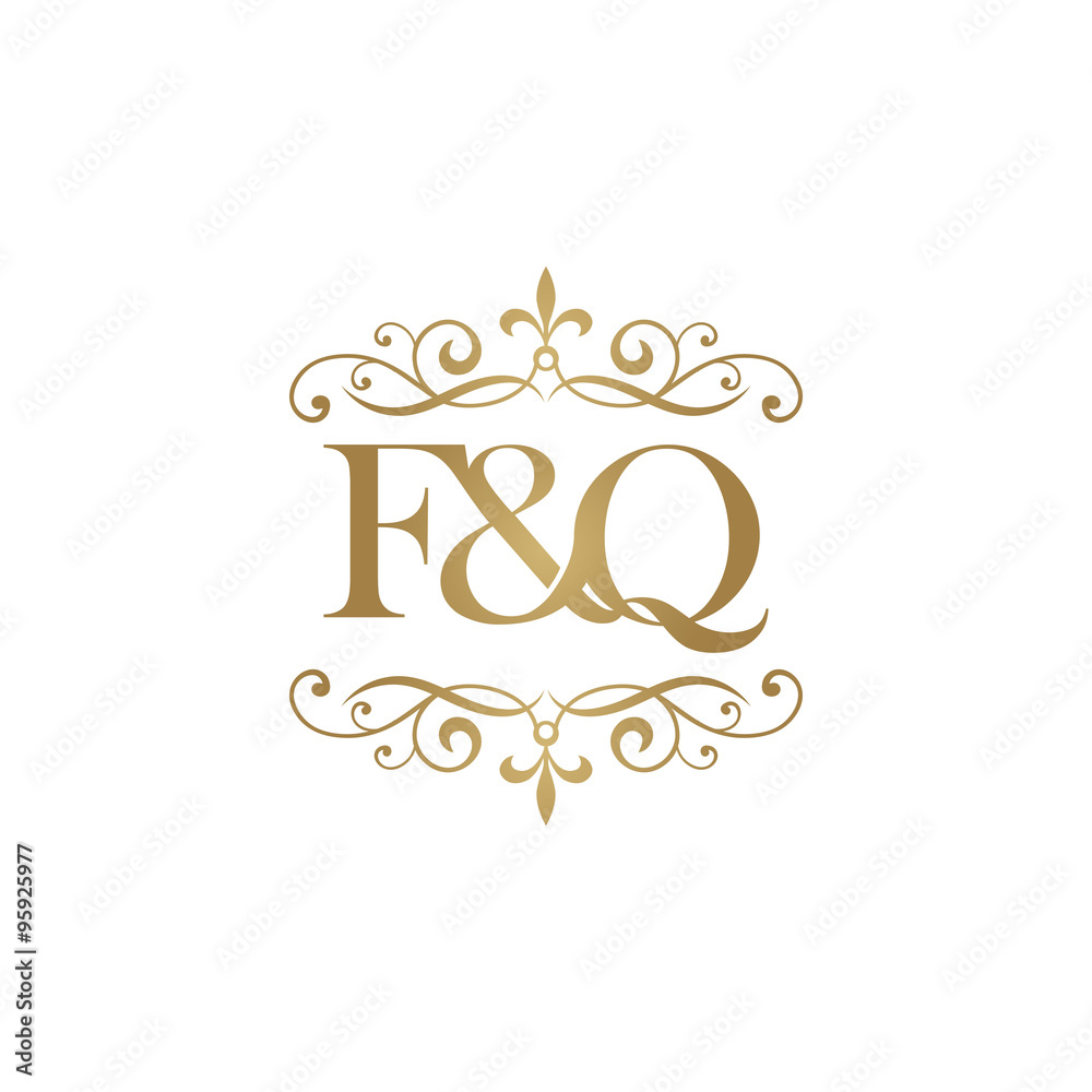 F&Q Initial logo. Ornament ampersand monogram golden logo Stock Vector ...