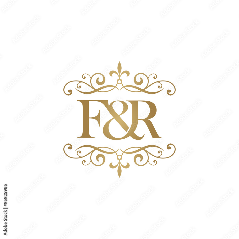 F&R Initial logo. Ornament ampersand monogram golden logo Stock Vector ...