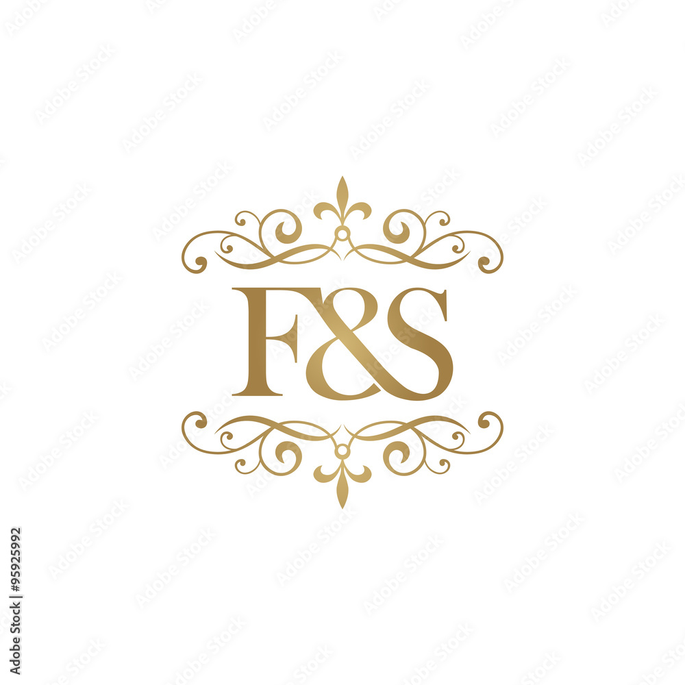 Vetor de F&S Initial logo. Ornament ampersand monogram golden logo do ...