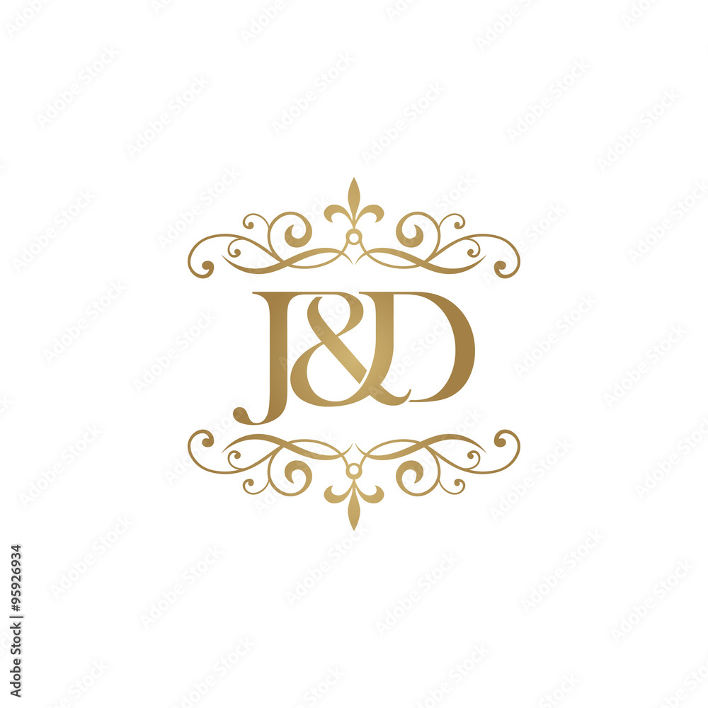J&D Initial logo. Ornament ampersand monogram golden logo Stock Vector ...