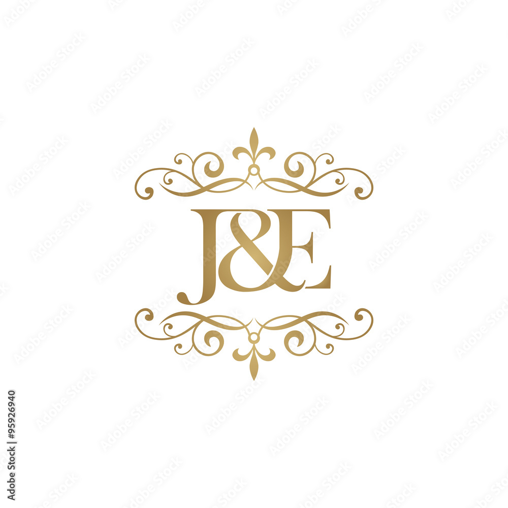 J&E Initial logo. Ornament ampersand monogram golden logo Stock Vector ...