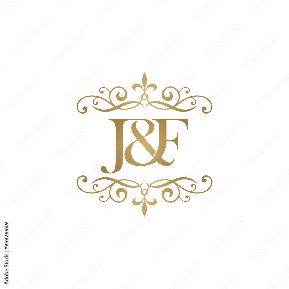 J&F Initial logo. Ornament ampersand monogram golden logo Stock Vector ...