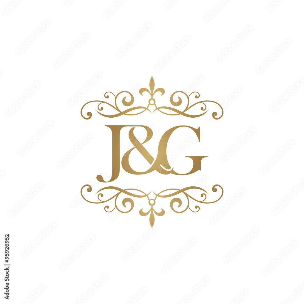 J&G Initial logo. Ornament ampersand monogram golden logo Stock Vector ...