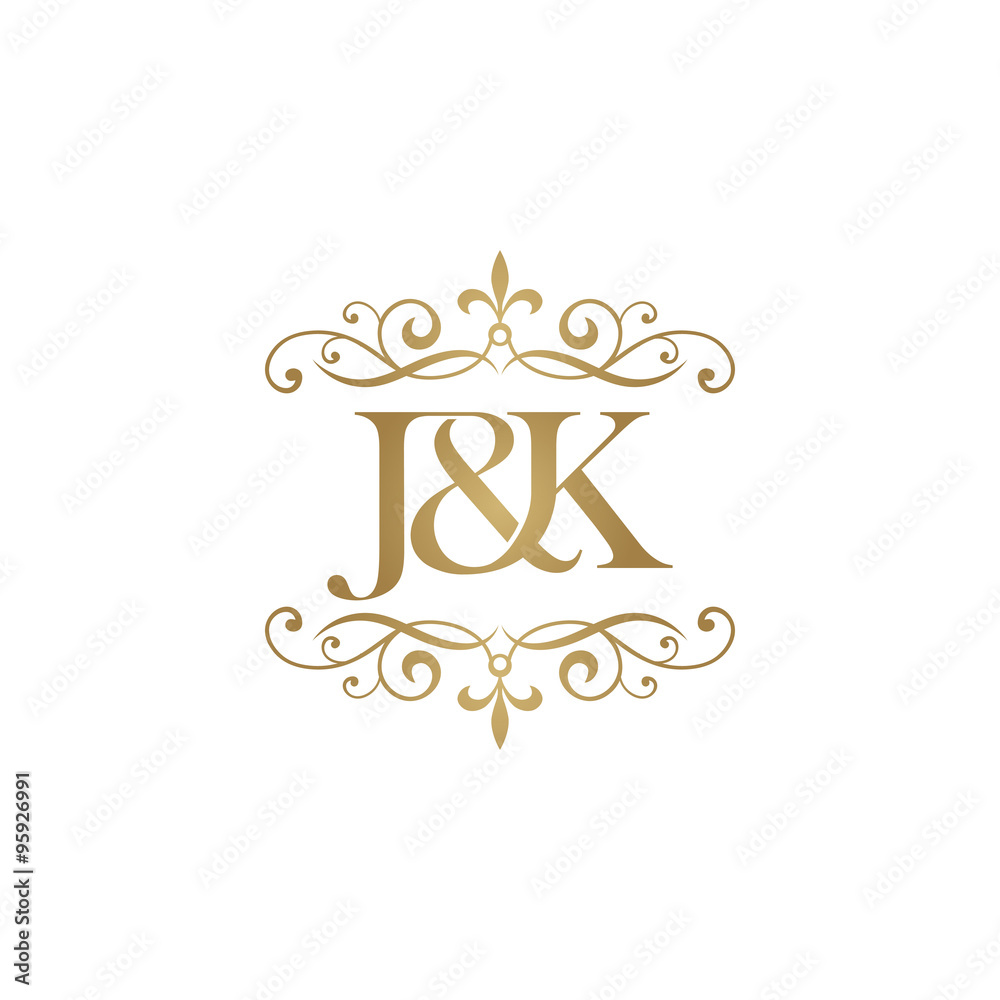 J&K Initial logo. Ornament ampersand monogram golden logo Stock Vector ...