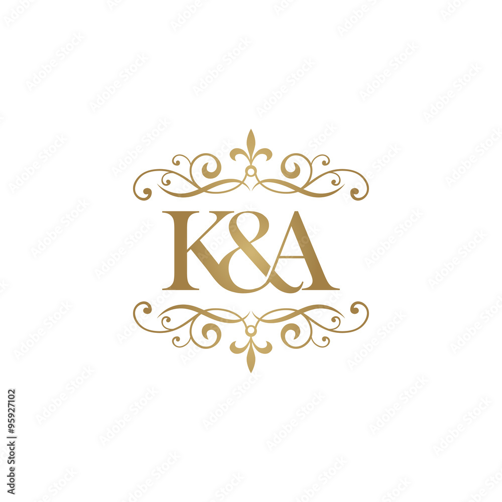 K&A Initial logo. Ornament ampersand monogram golden logo Stock Vector ...
