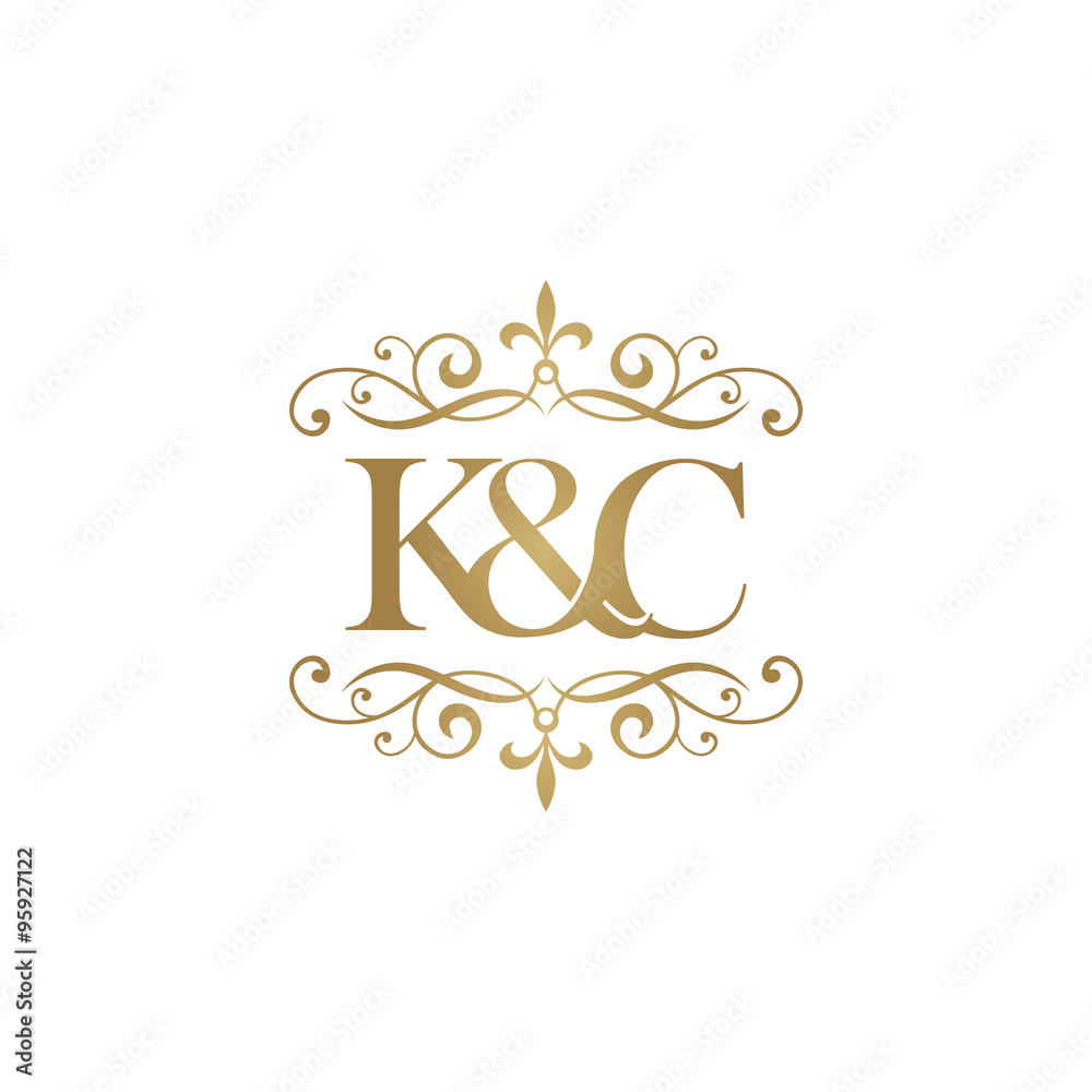 K&C Initial logo. Ornament ampersand monogram golden logo Stock Vector ...
