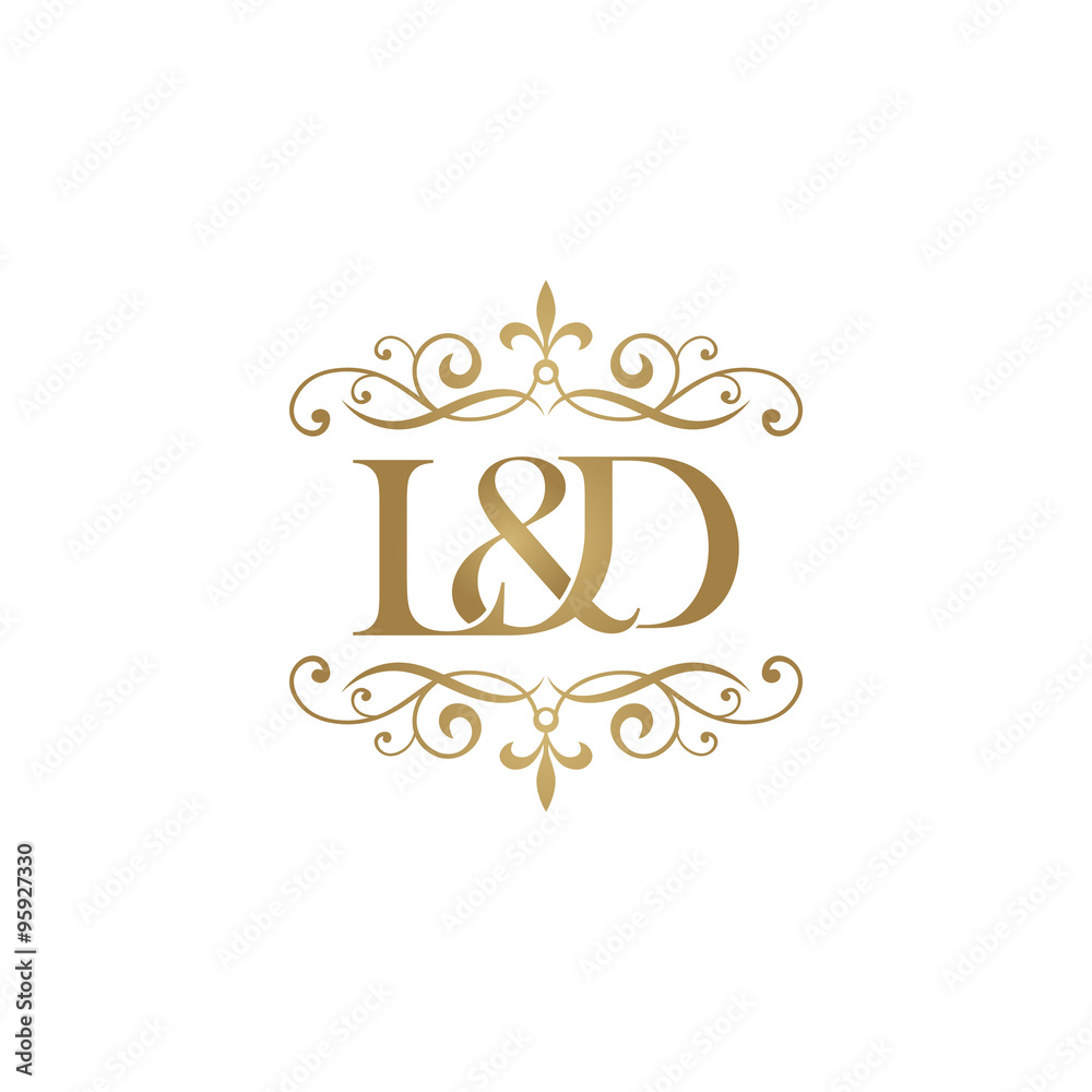 L&D Initial logo. Ornament ampersand monogram golden logo Stock Vector ...